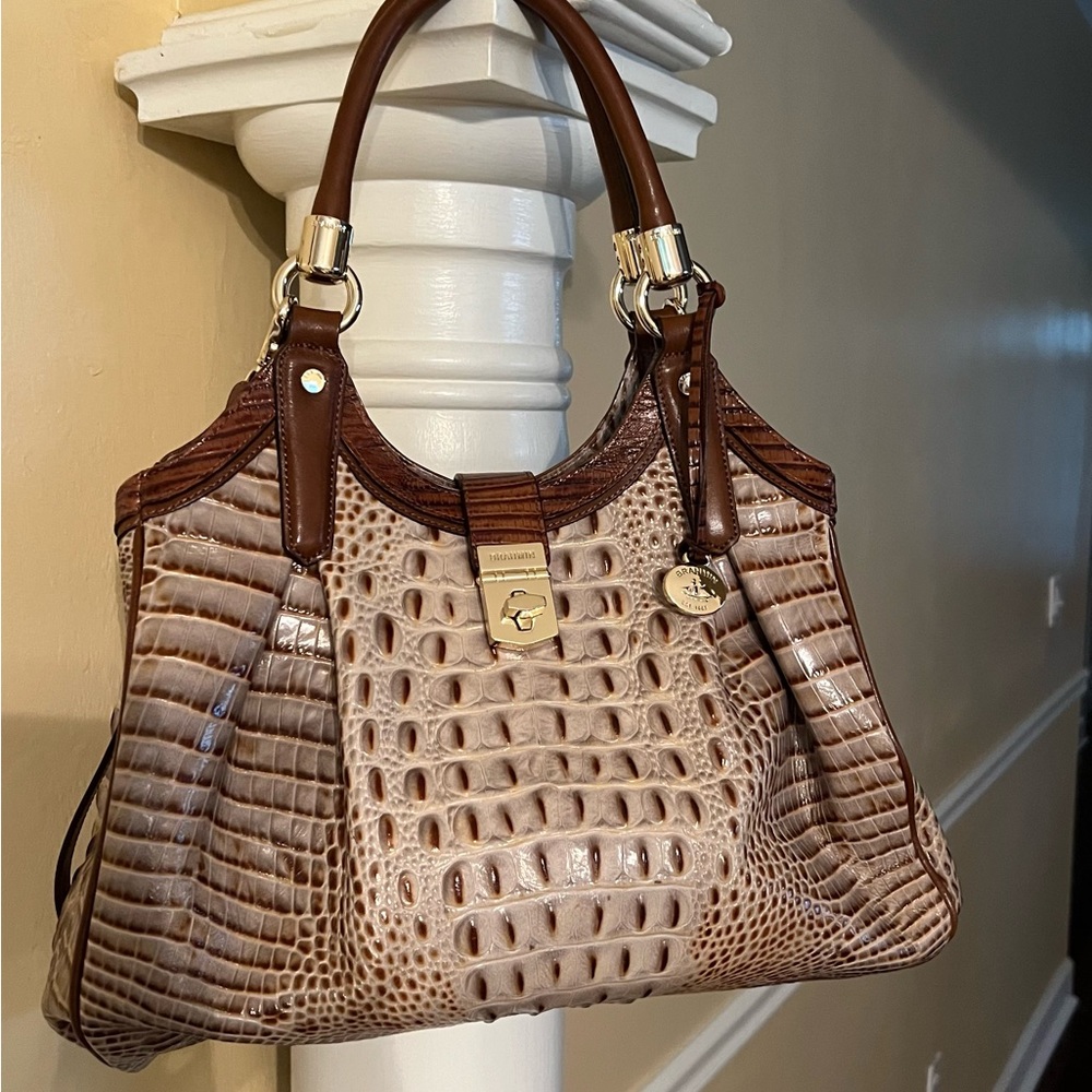 Brahmin Elisa Tri Color Hobo Satchel - Gem